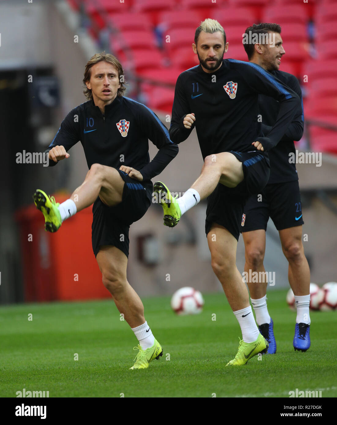 Croatia's Luka Modric (left) and Marcelo Brozovic during the training ...
