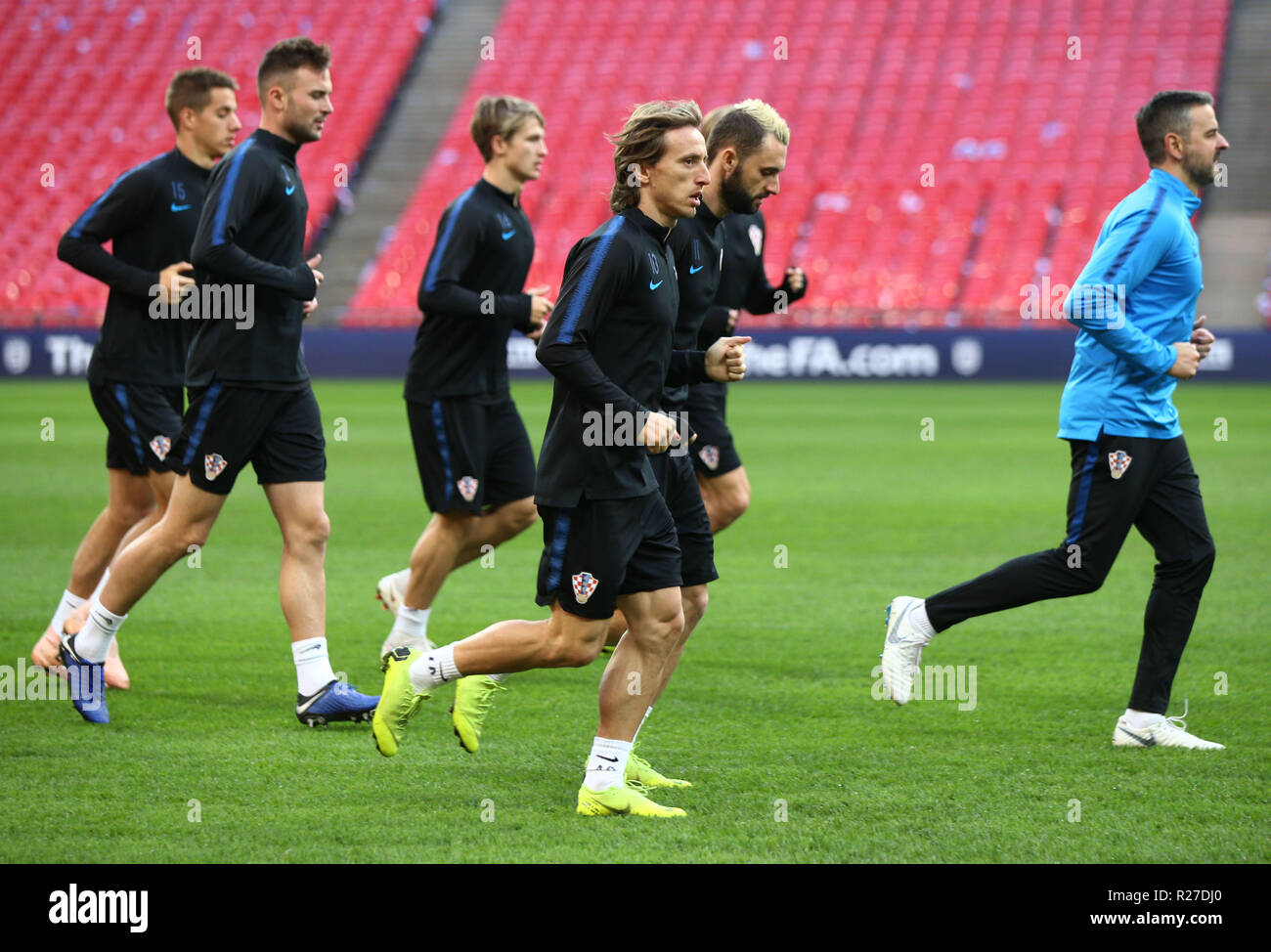 Croatia's Luka Modric (centre) and his teammates during the training ...