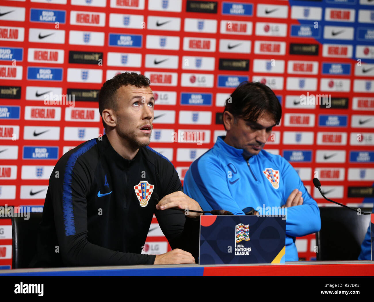 Croatia player Ivan Perisic (left) and manager Zlatko Dalic during the ...