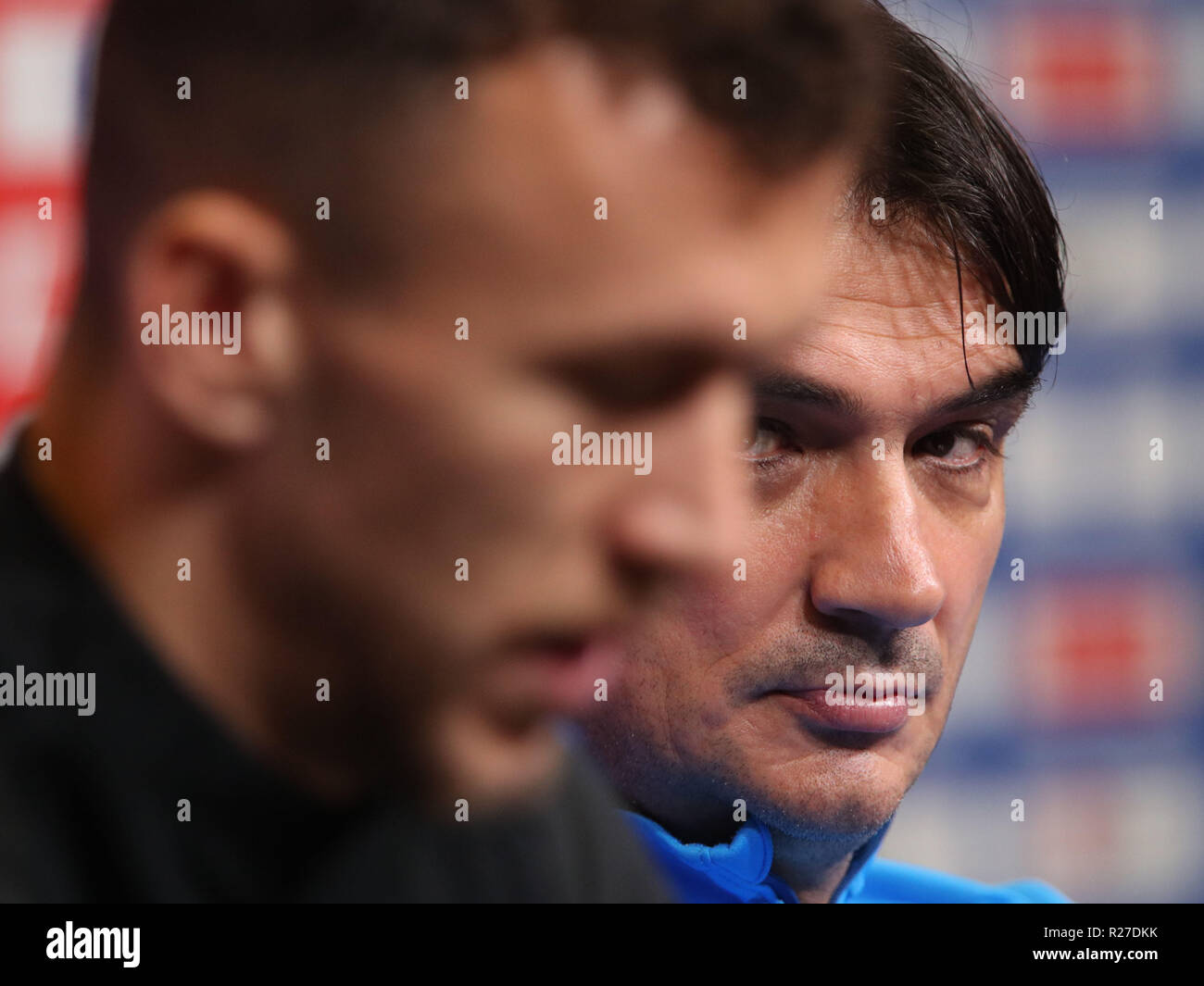 Croatia player Ivan Perisic (left) and manager Zlatko Dalic during the ...