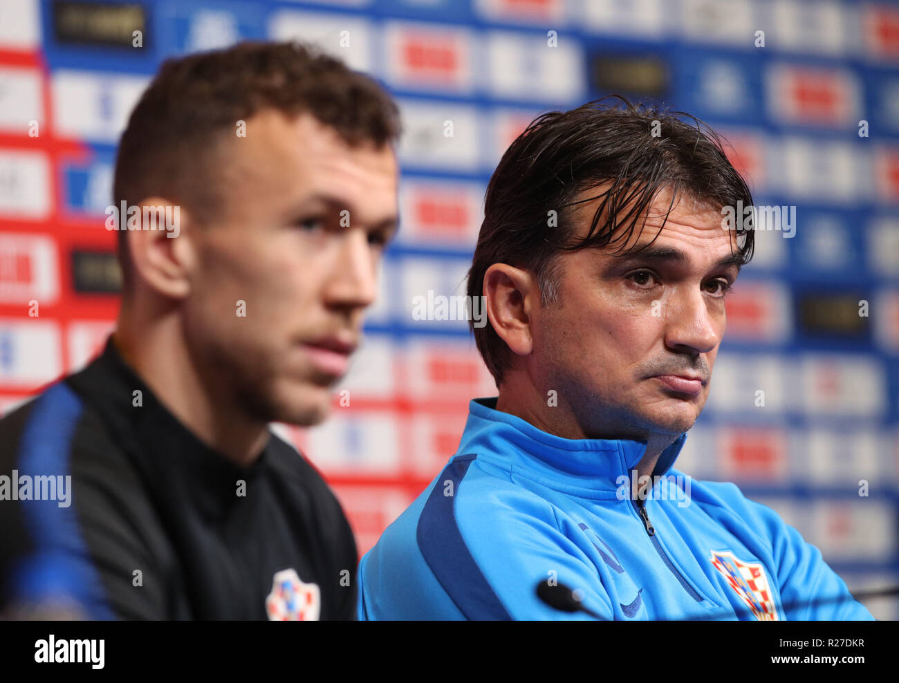 Croatia player Ivan Perisic (left) and manager Zlatko Dalic during the ...