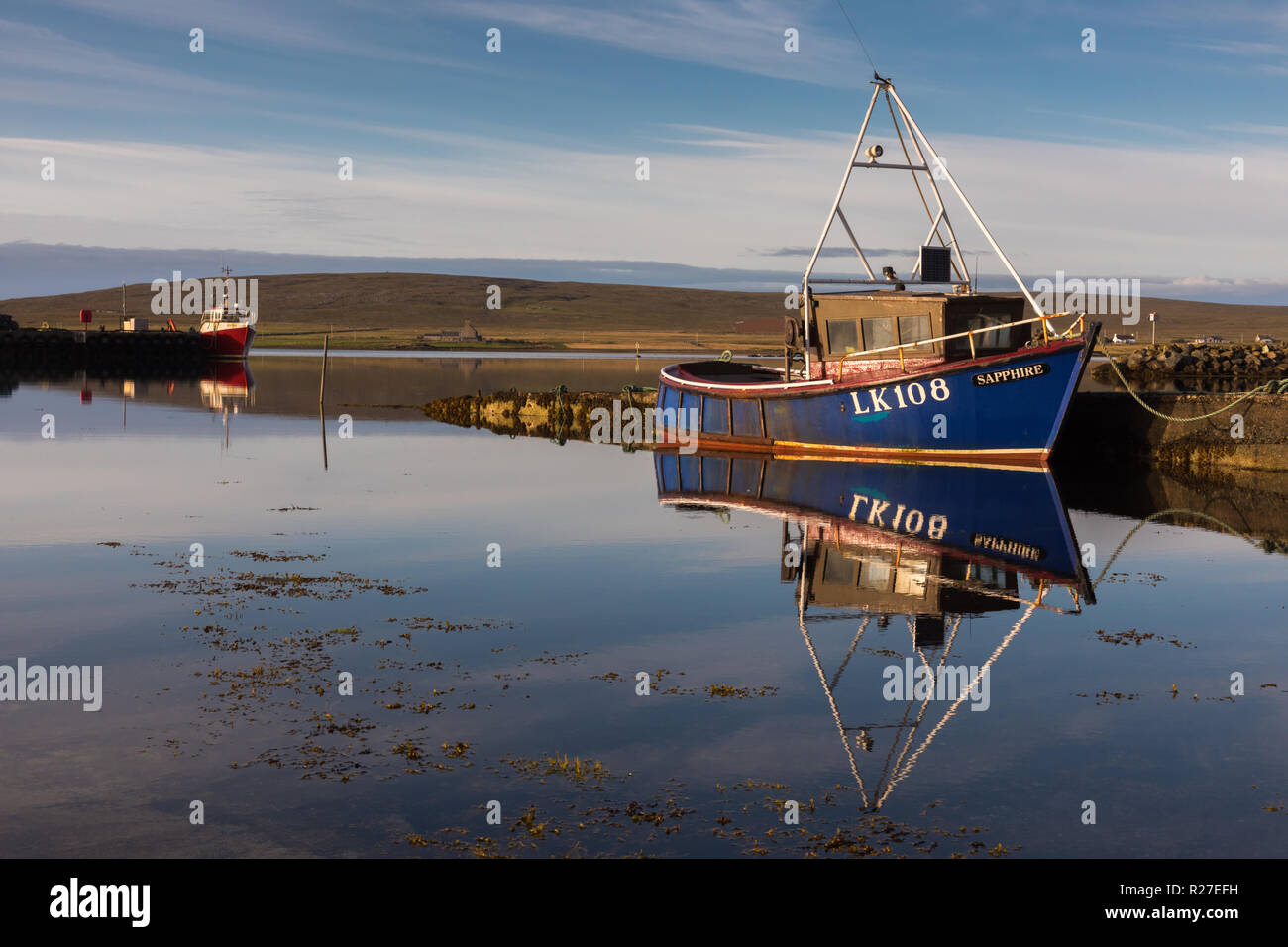 Baltasound harbour, Unst Stock Photo - Alamy