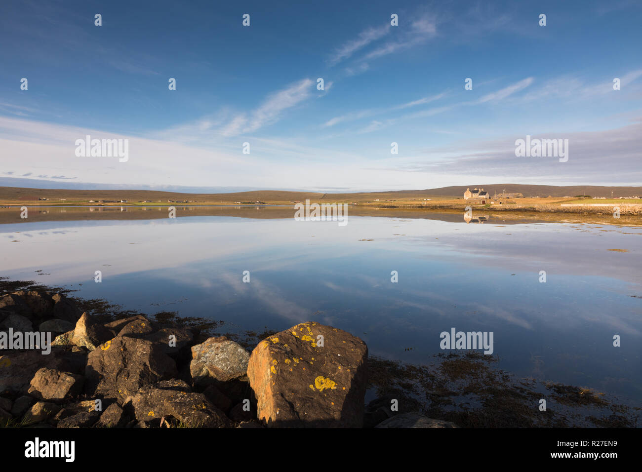 Baltasound harbour, Unst Stock Photo - Alamy