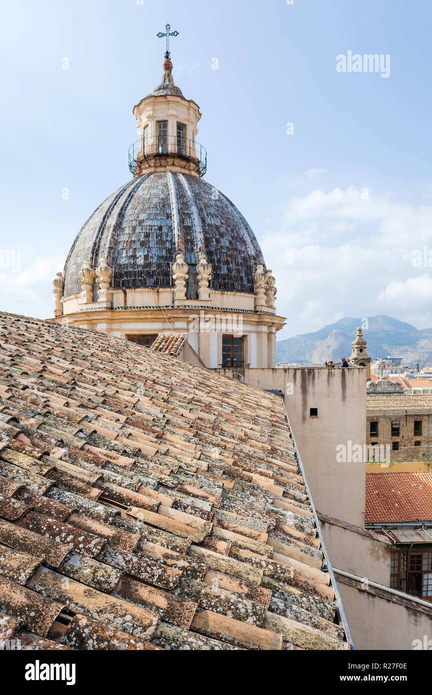 View of Santa Caterina church dome in Palermo, Sicily, Italy Stock ...