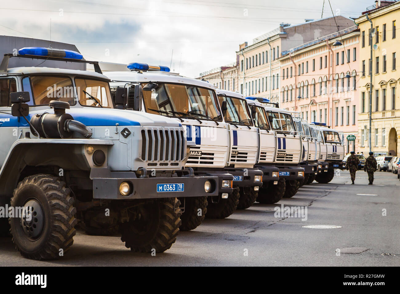 October 25, 2018 - Saint-Petersburg, Russia - riot police cars parked ...