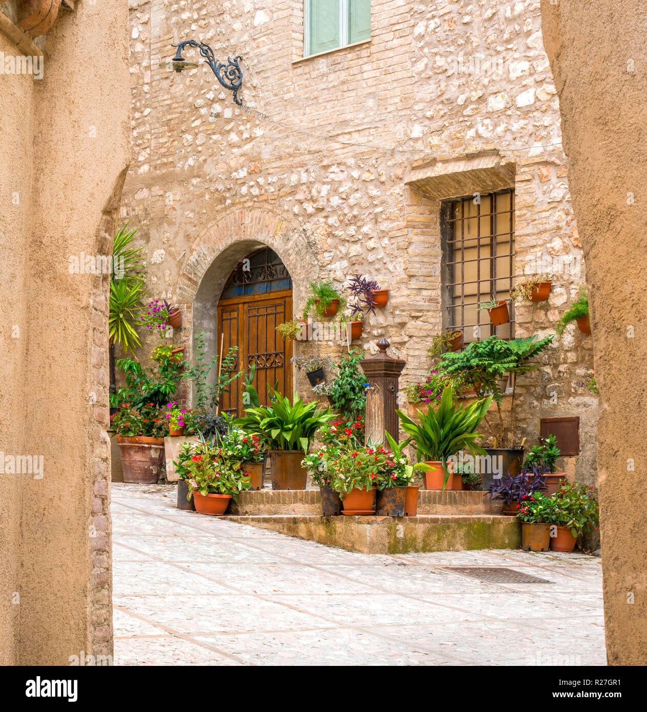 Picturesque sight in Trevi, ancient village in the Umbria region of ...