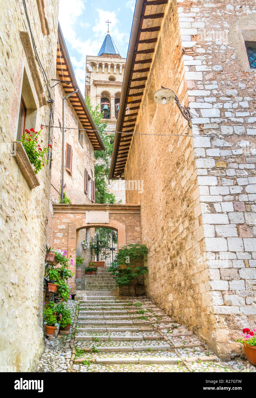 Picturesque sight in Trevi, ancient village in the Umbria region of ...