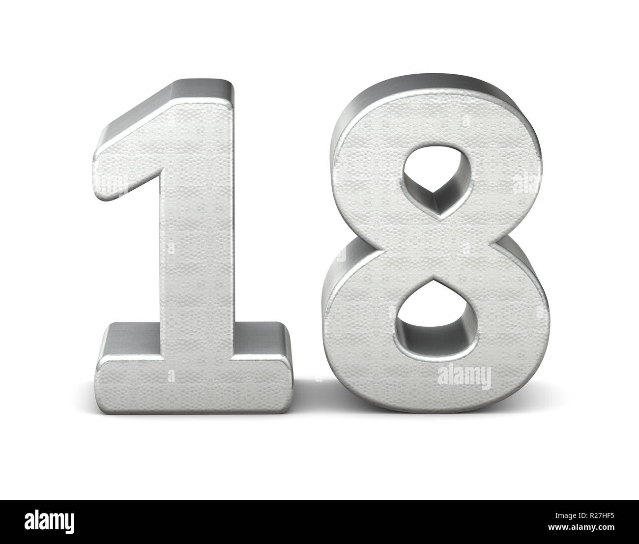 18 number 3d silver structure 3d rendering Stock Photo - Alamy