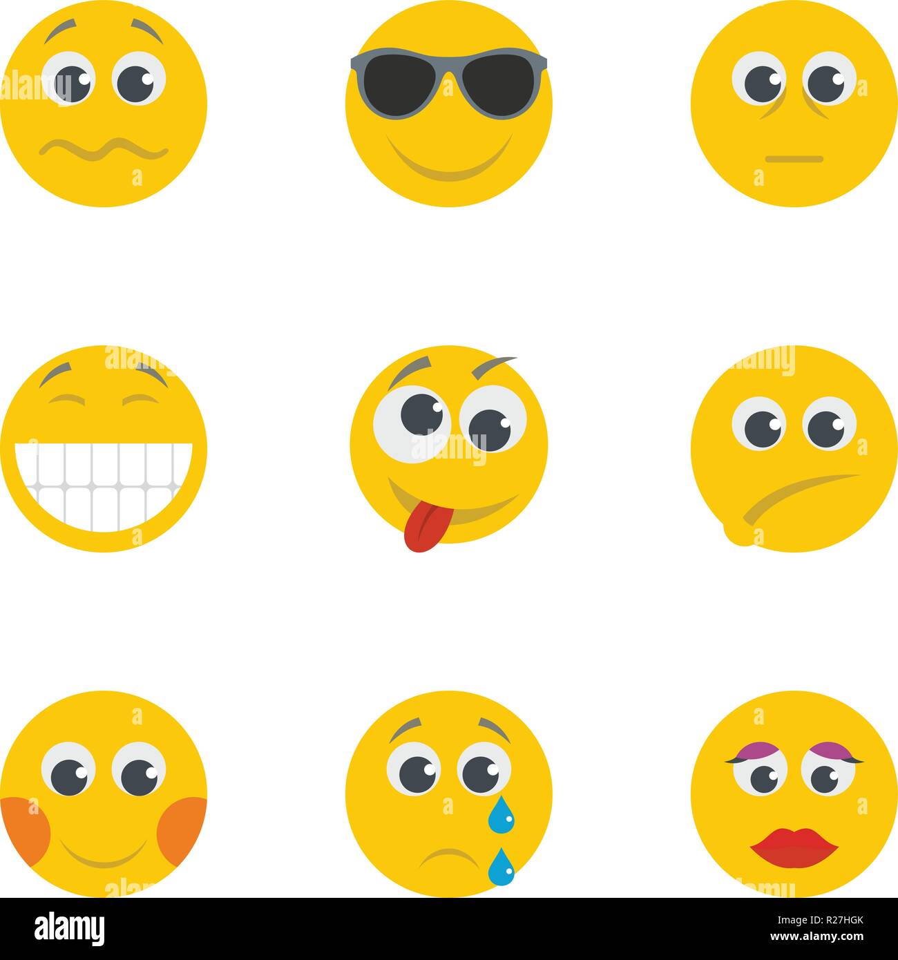 Smug smile icons set. Cartoon set of 9 smug smile vector icons for web ...