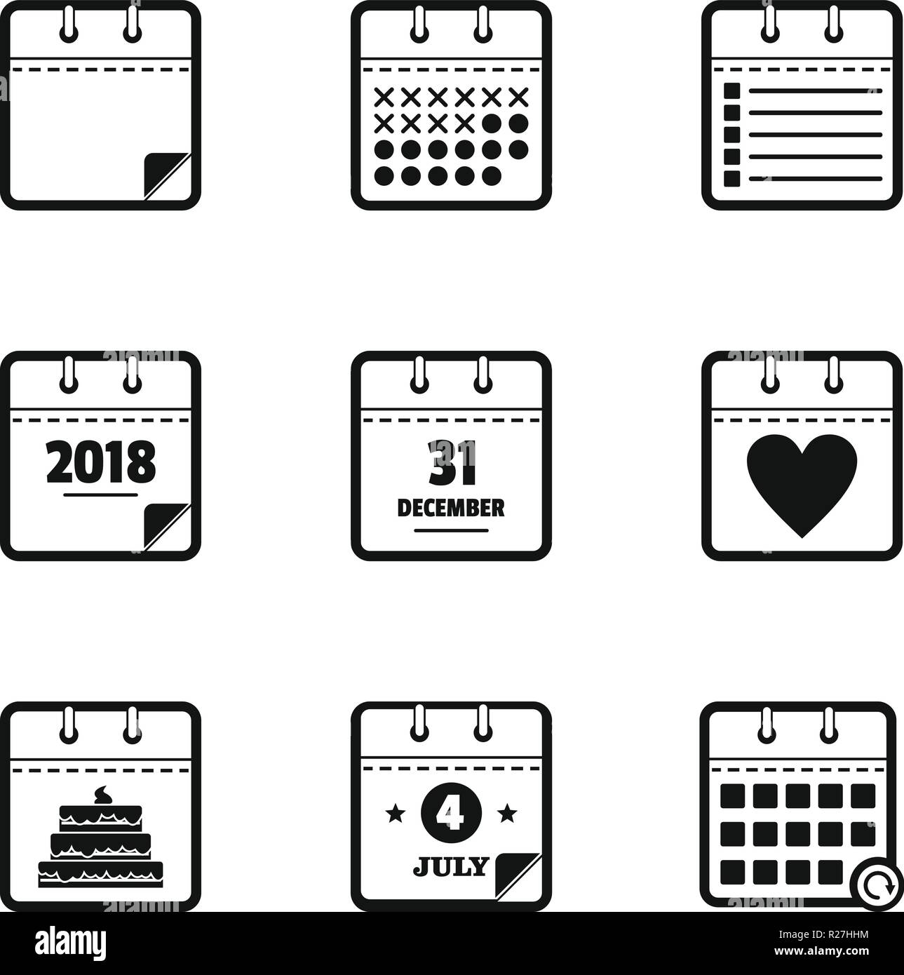 Timeline icons set. Simple set of 9 timeline vector icons for web ...