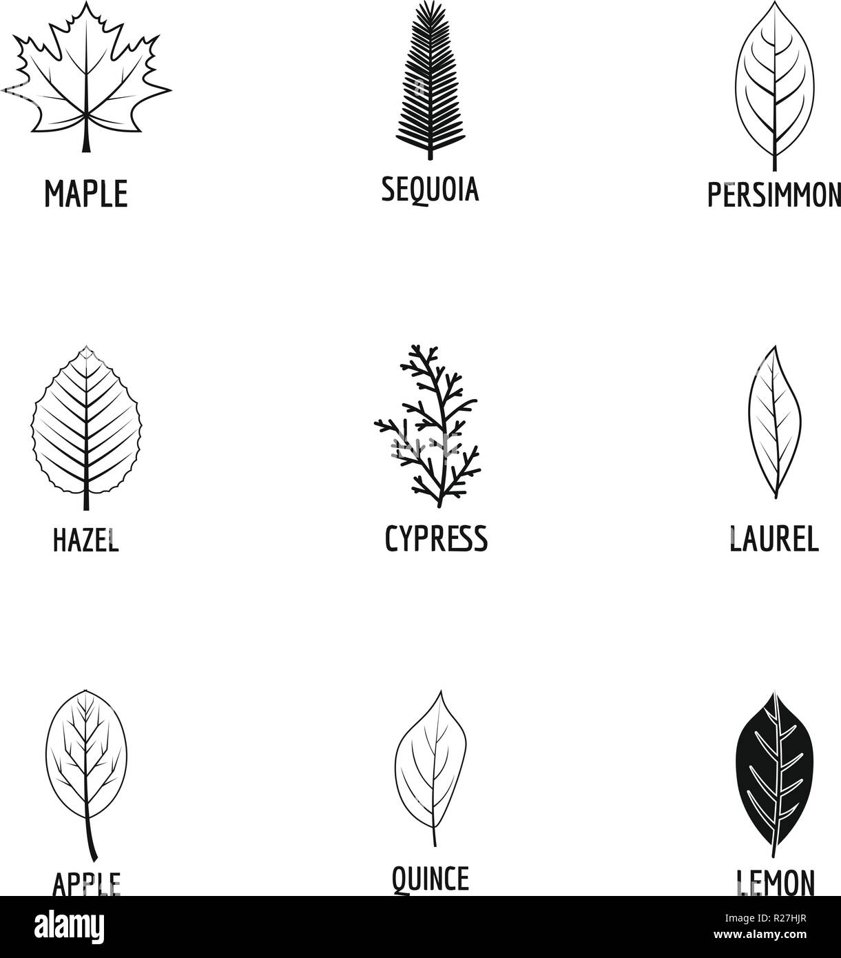 Tree structure icons set. Simple set of 9 tree structure vector icons ...