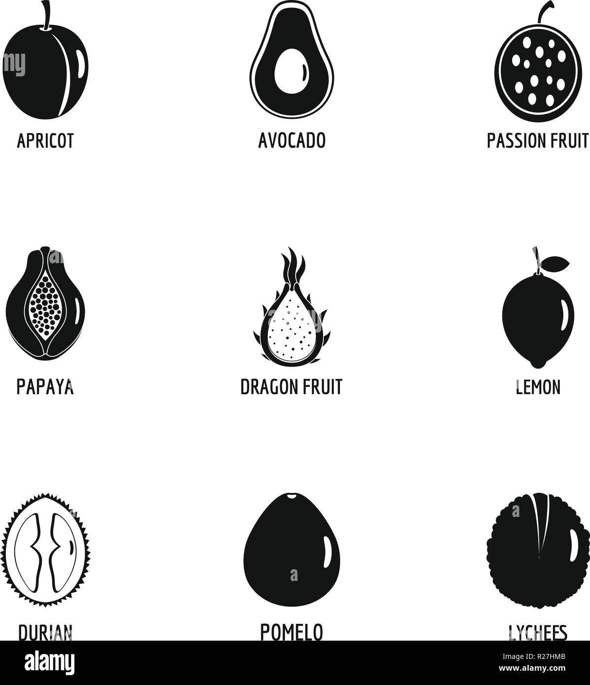 Fruit tree icons set. Simple set of 9 fruit tree vector icons for web ... Fruit tree icons set. Simple set of 9 fruit tree vector icons for web ...