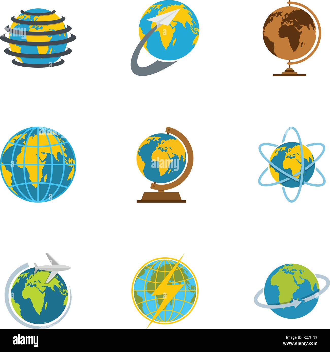 Earth icons set. flat set of 9 earth vector icons for web isolated on ...