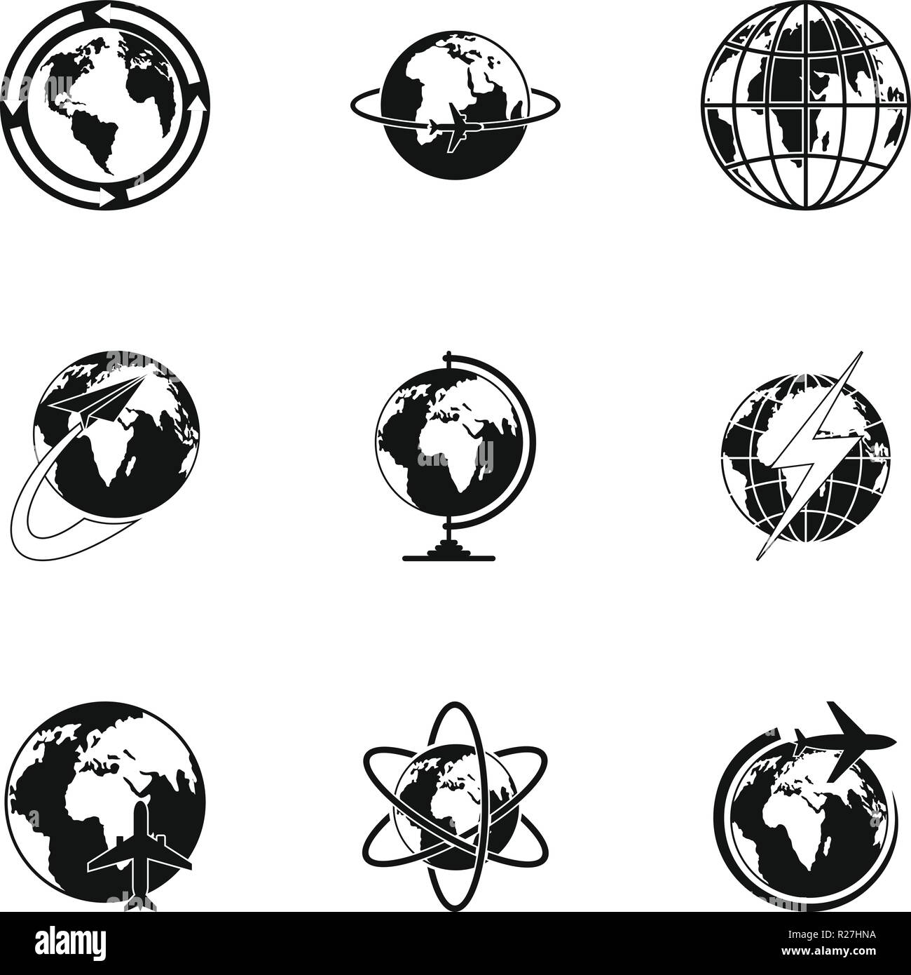 Worldwide icons set. Simple set of 9 worldwide vector icons for web ...