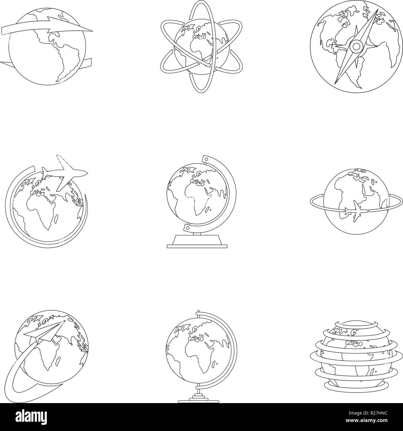 Home world icons set. Outline set of 9 home world vector icons for web ...