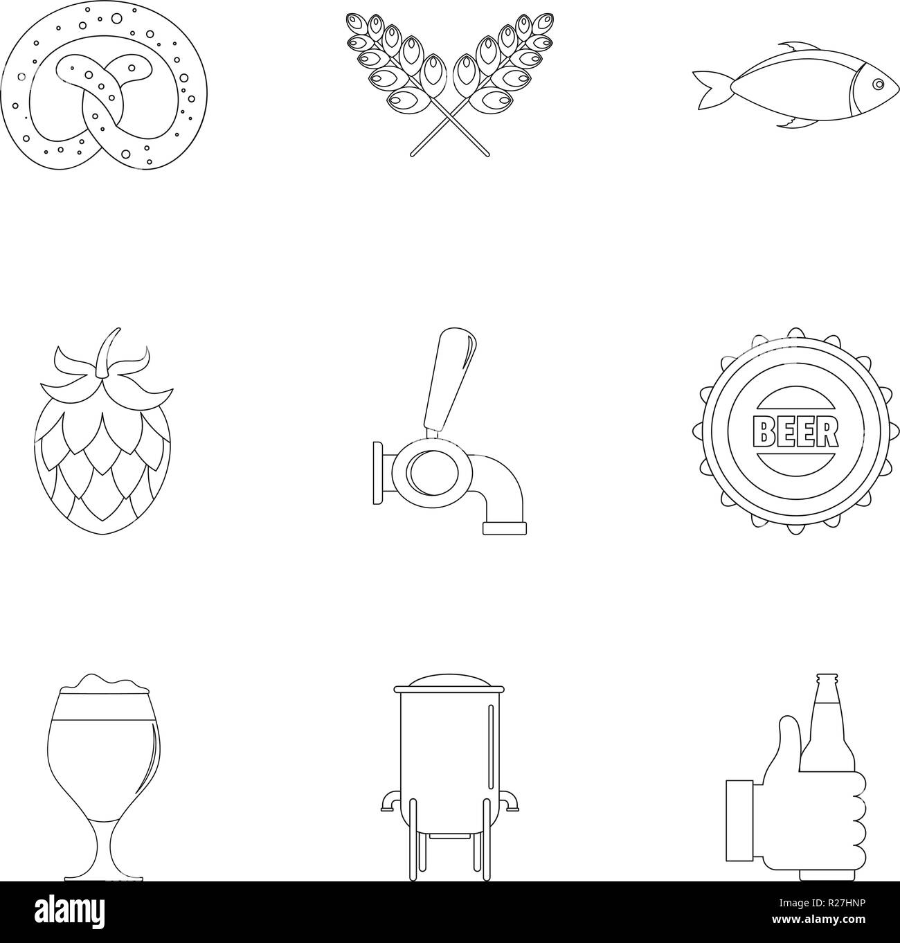 Delicacy icons set. Outline set of 9 delicacy vector icons for web ...