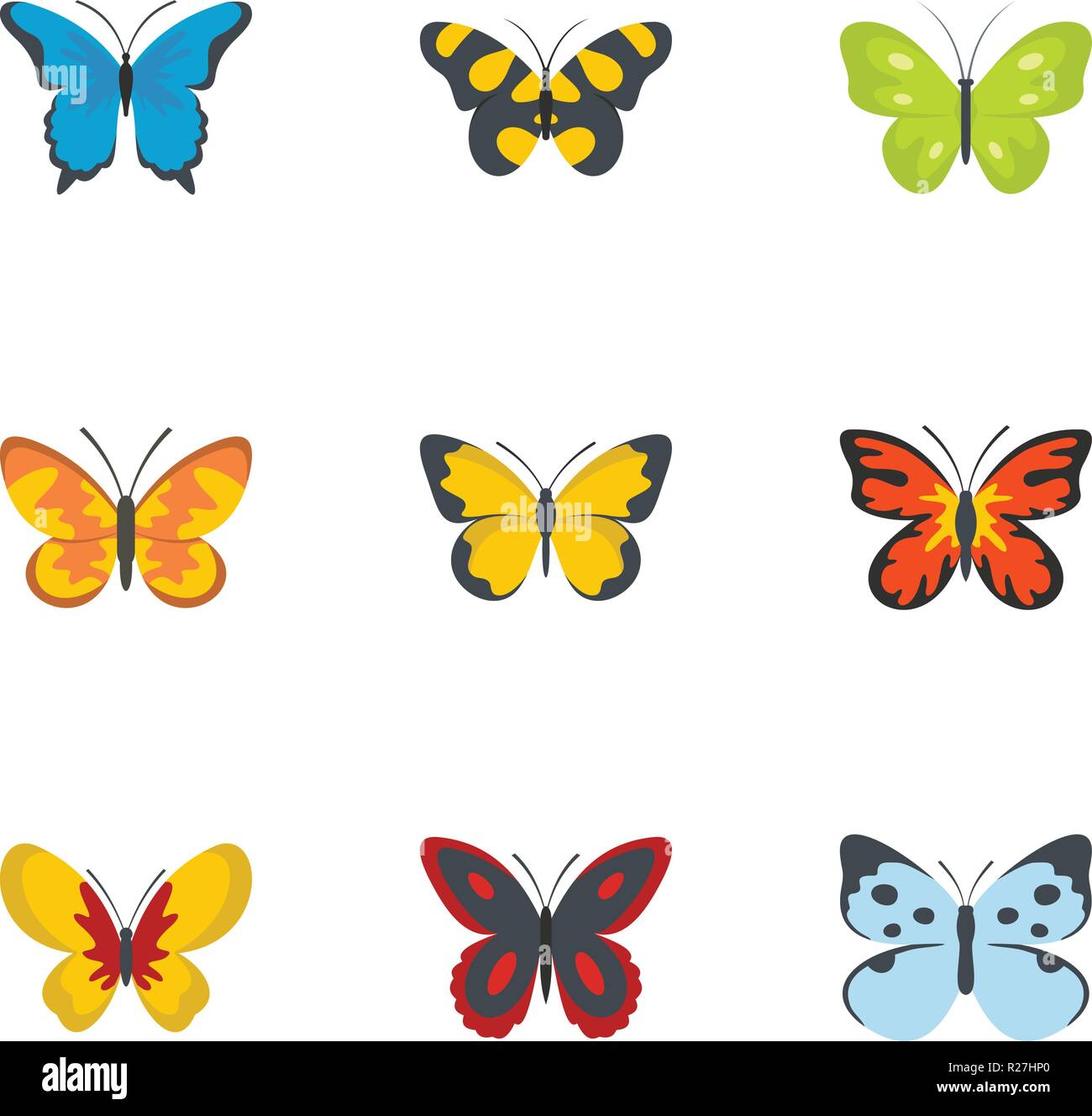 Silkworm icons set. flat set of 9 silkworm vector icons for web ...