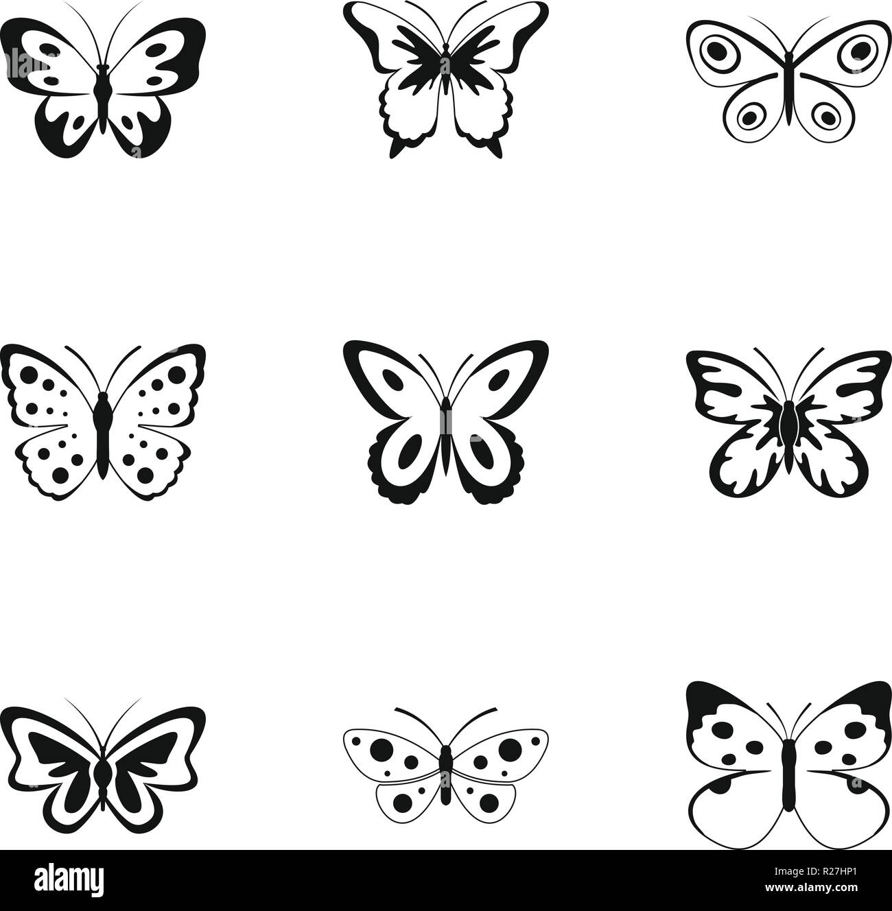 Beautiful butterfly icons set. Simple set of 9 beautiful butterfly ...