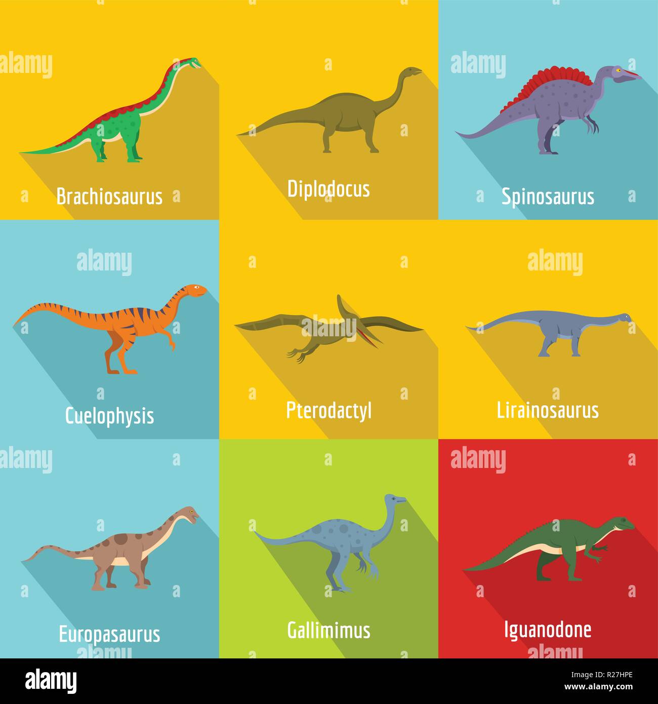 Raptor icons set. flat set of 9 raptor vector icons for web isolated on ...