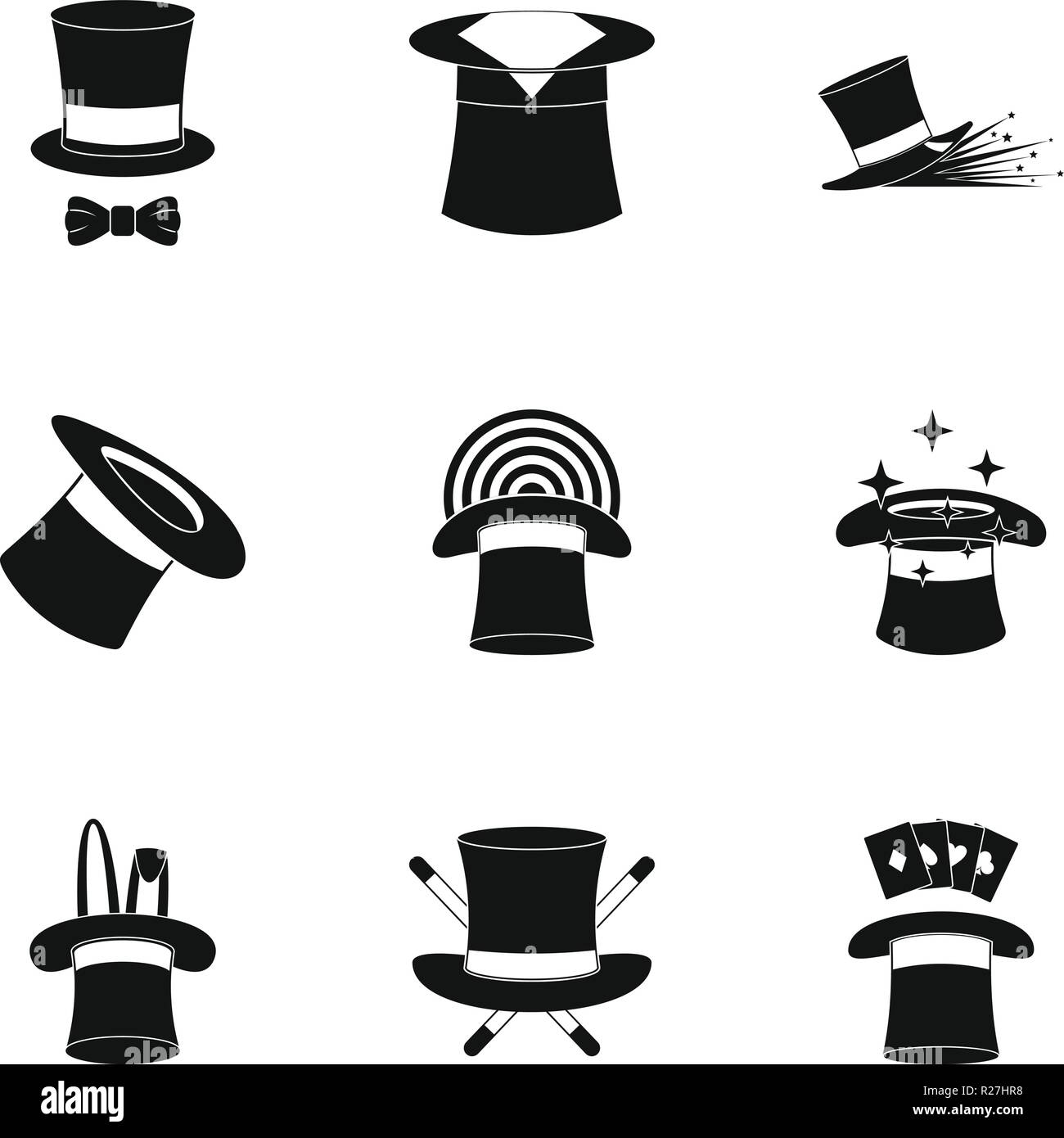 Bonnet icons set. Simple set of 9 bonnet vector icons for web isolated ...