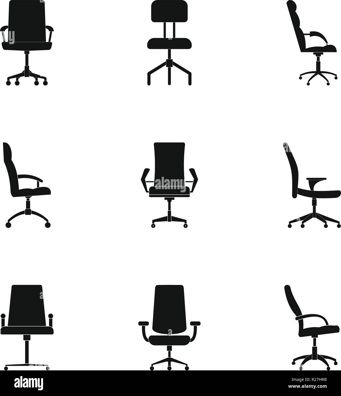 Recliner icons set. Simple set of 9 recliner vector icons for web ...