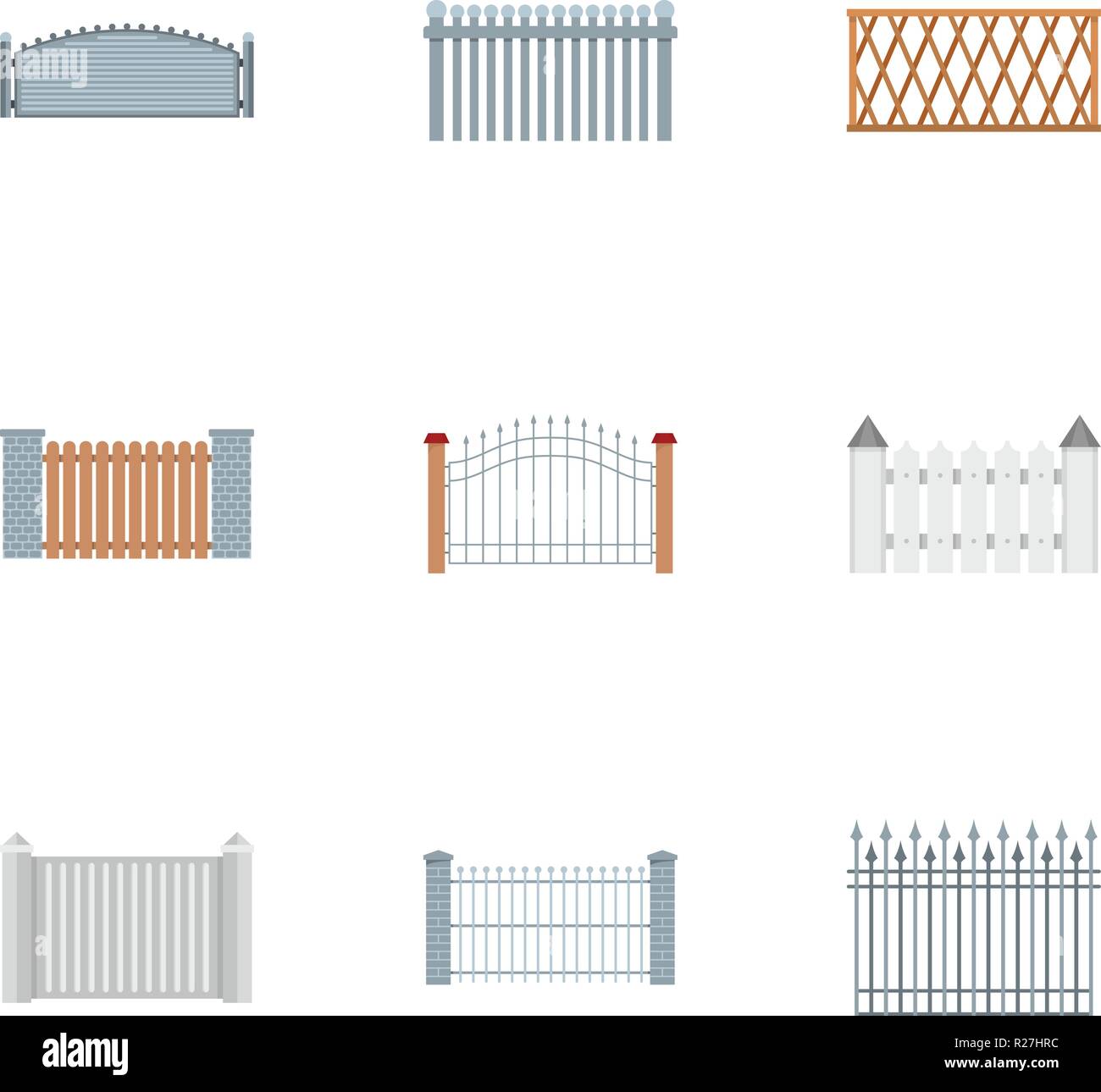 Barrier icons set. flat set of 9 barrier vector icons for web isolated on white background Stock ...