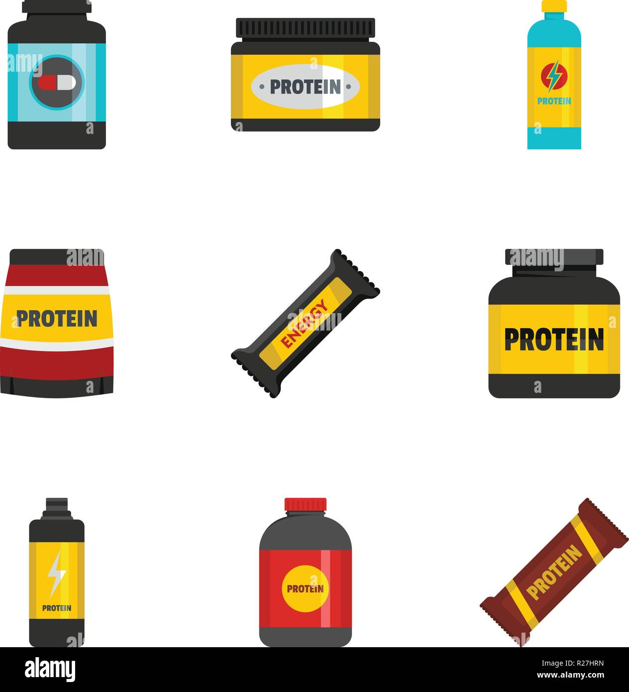 Powder icons set. flat set of 9 powder vector icons for web isolated on ...