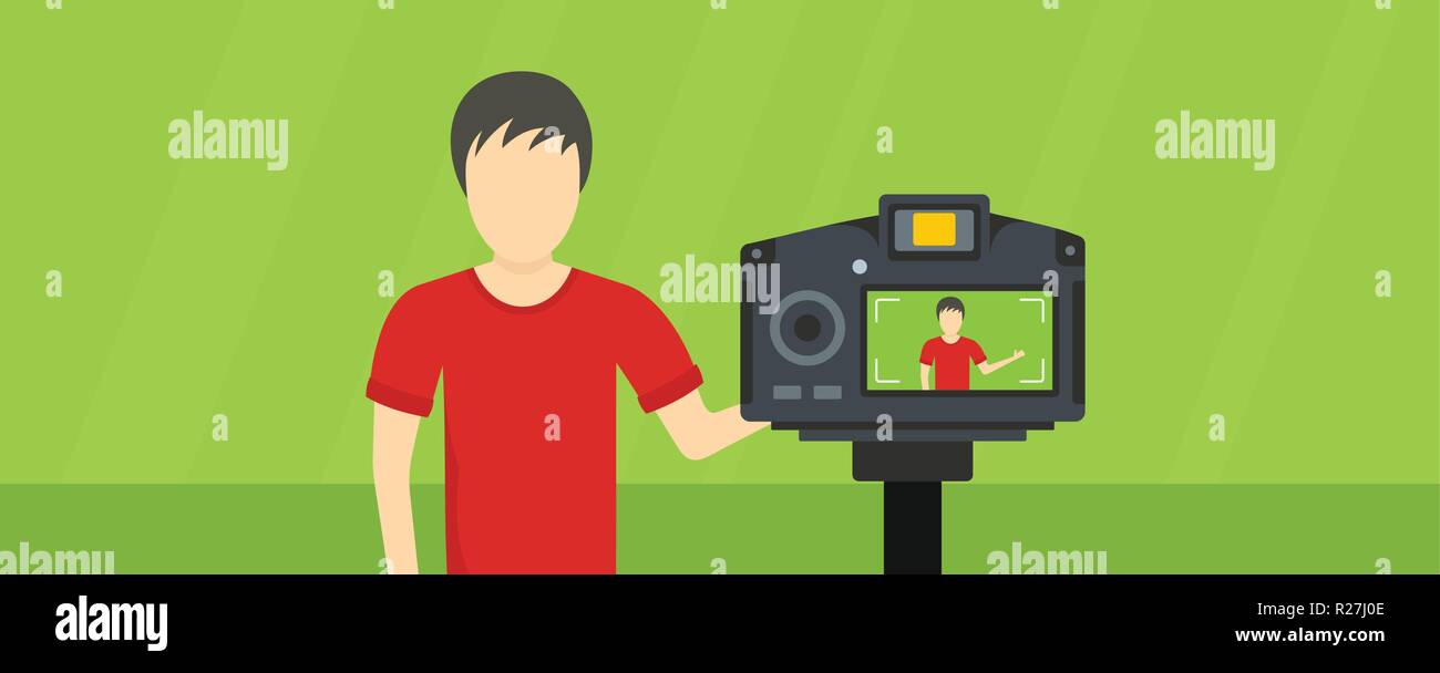 Broadcasting banner. Flat illustration of broadcasting vector banner ...