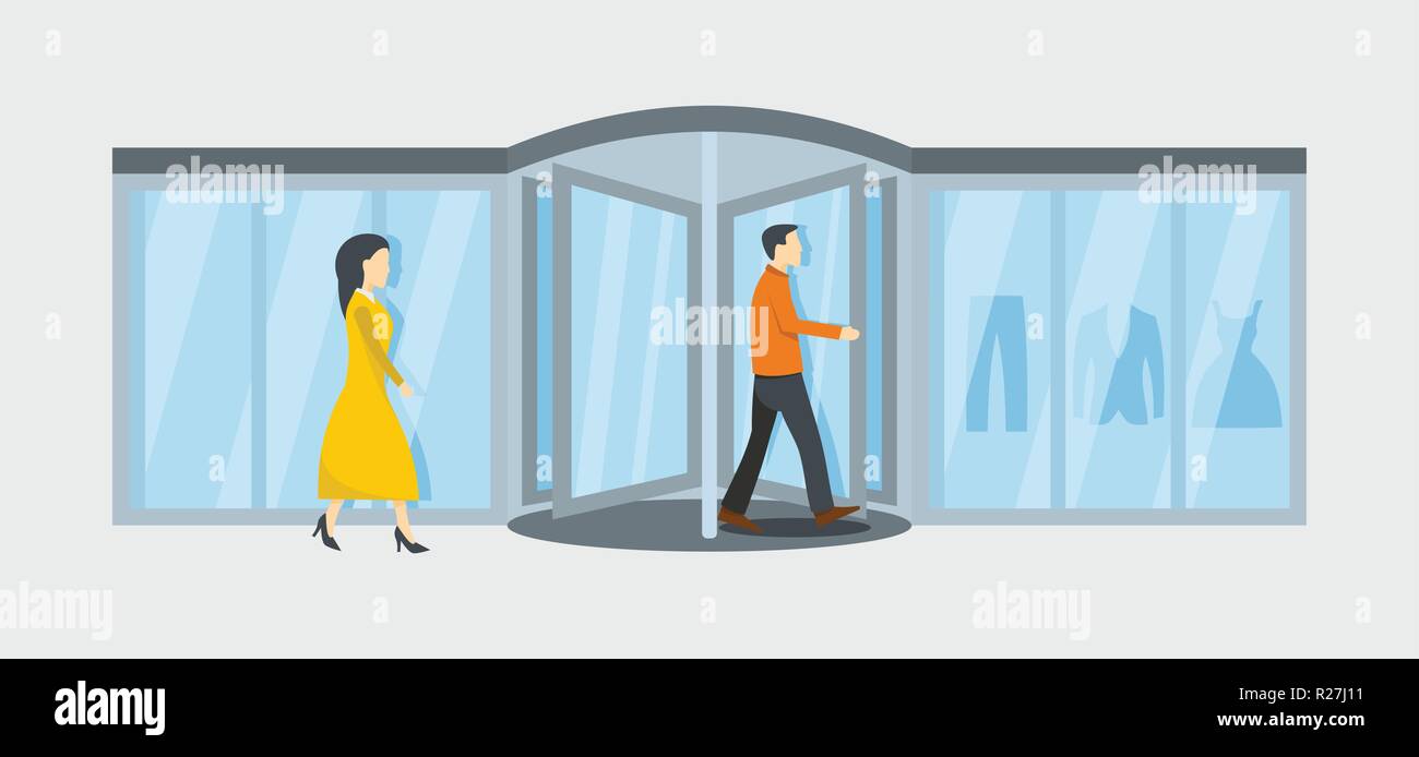 Revolving door banner. Flat illustration of revolving door vector ...