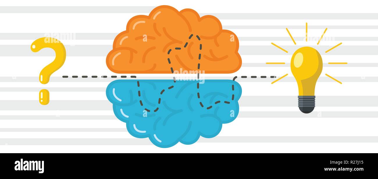 Barin banner. Flat illustration of brain vector banner for web Stock ...