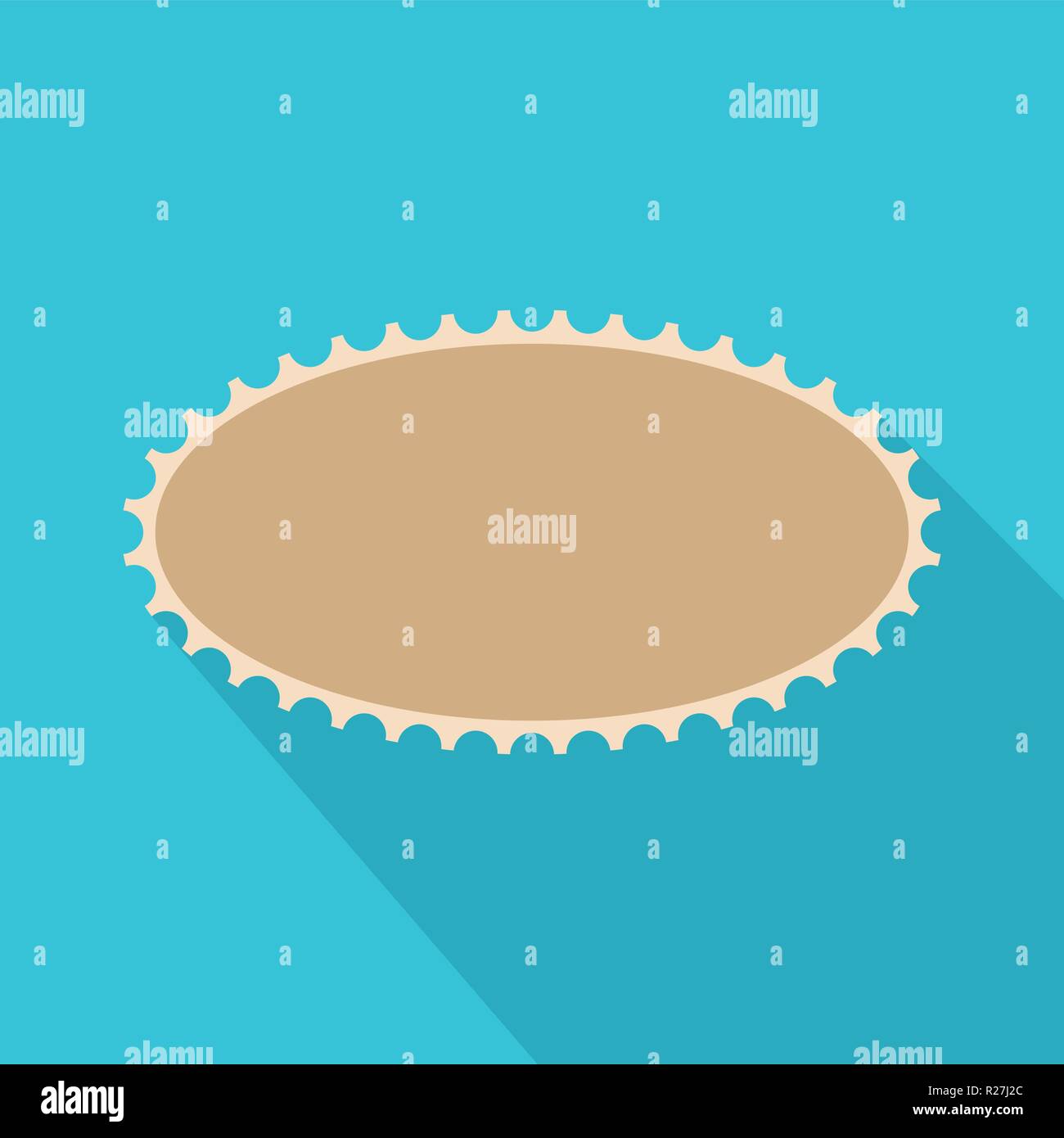 Oval postage stamp icon. Flat illustration of oval postage stamp vector ...