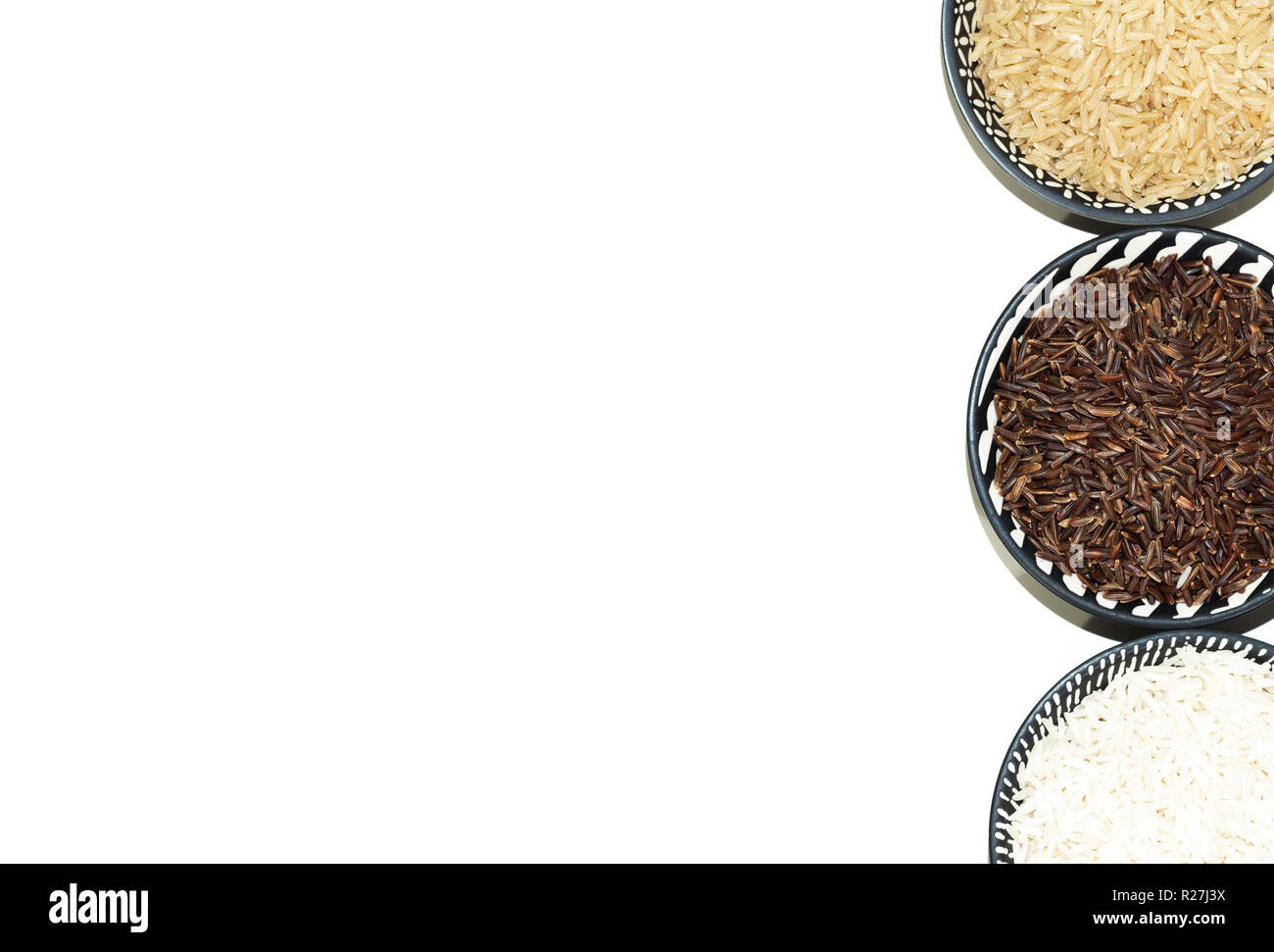 rice, different varieties of raw rice / space for text Stock Photo - Alamy