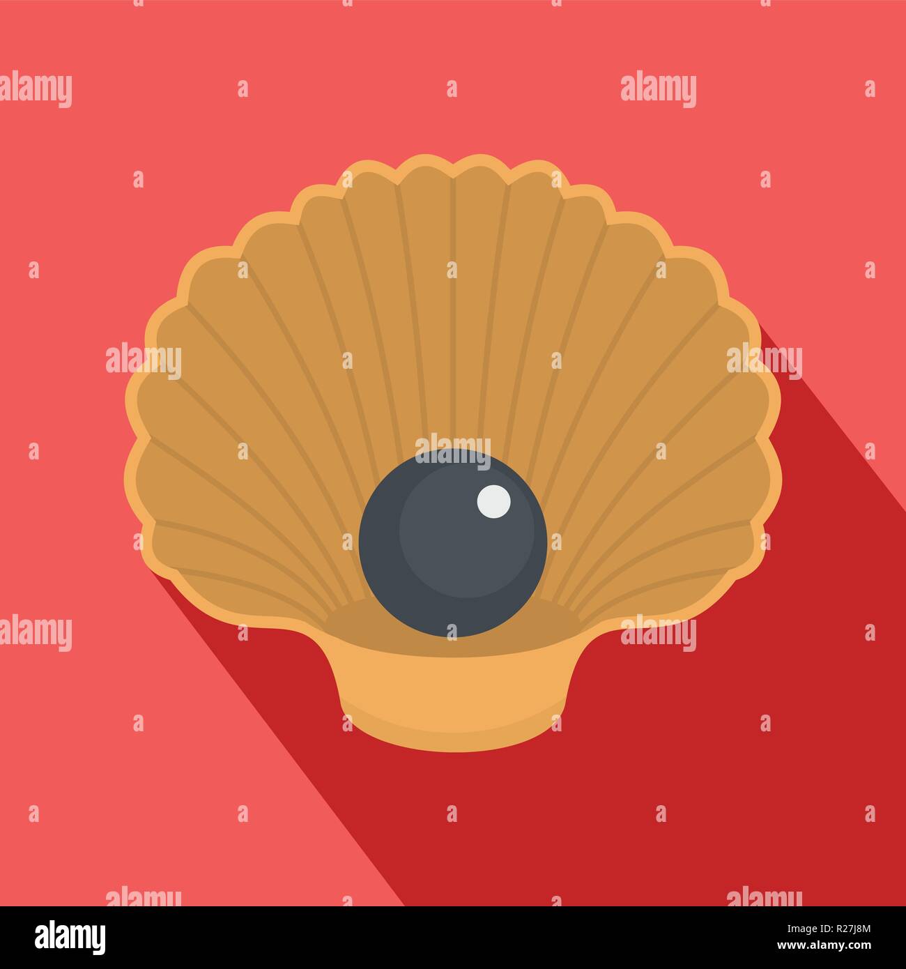 Shell with pearl icon. Flat illustration of shell with pearl vector ...