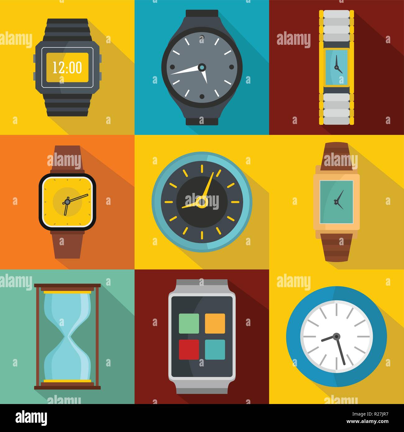 Sync signal icons set. flat set of 9 sync signal vector icons for web ...