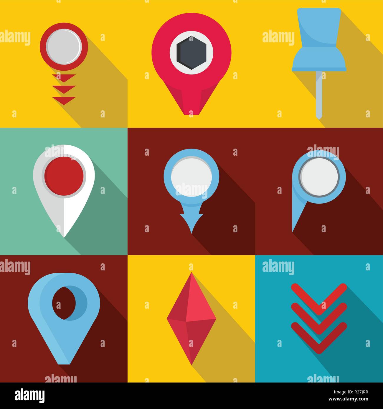 Meeting point icons set. flat set of 9 meeting point vector icons for ...
