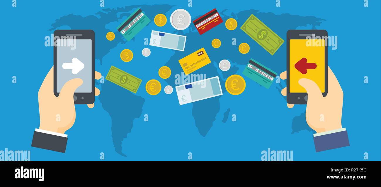 Money transfer banner. Flat illustration of money transfer vector ...