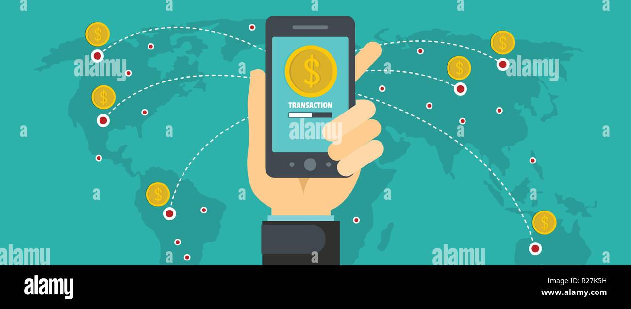 Sending money banner. Flat illustration of sending money vector banner ...