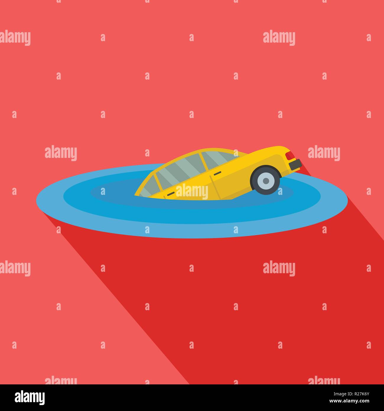 Sinking car icon. Flat illustration of sinking car vector icon for web ...
