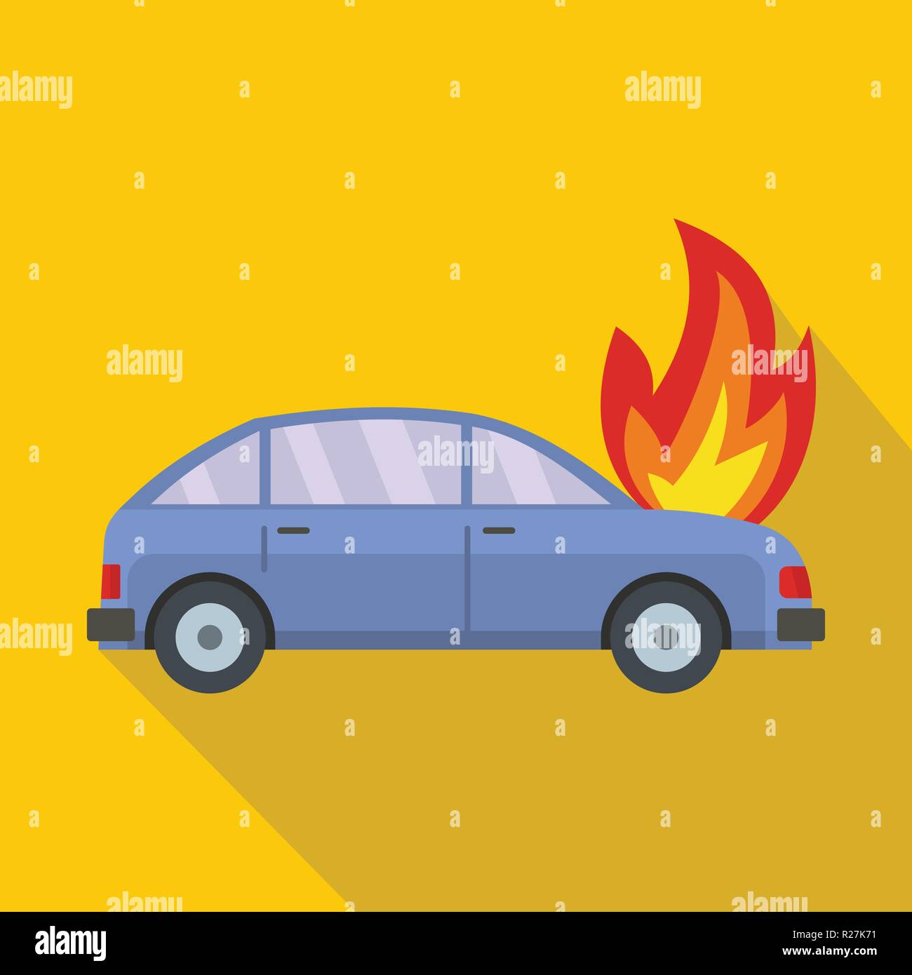 Burning car icon. Flat illustration of burning car vector icon for web ...