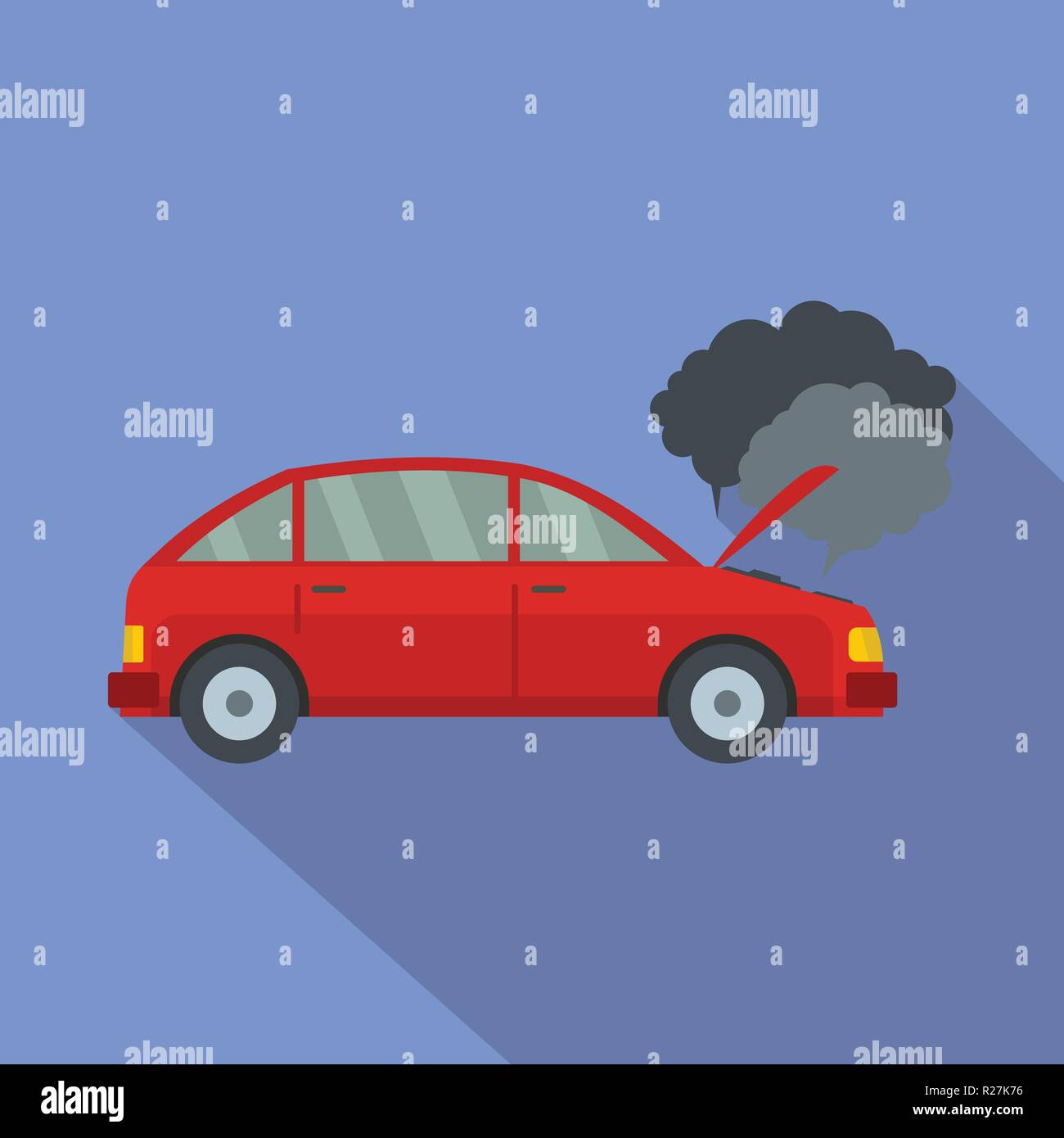 Car in smoke icon. Flat illustration of car in smoke vector icon for ...