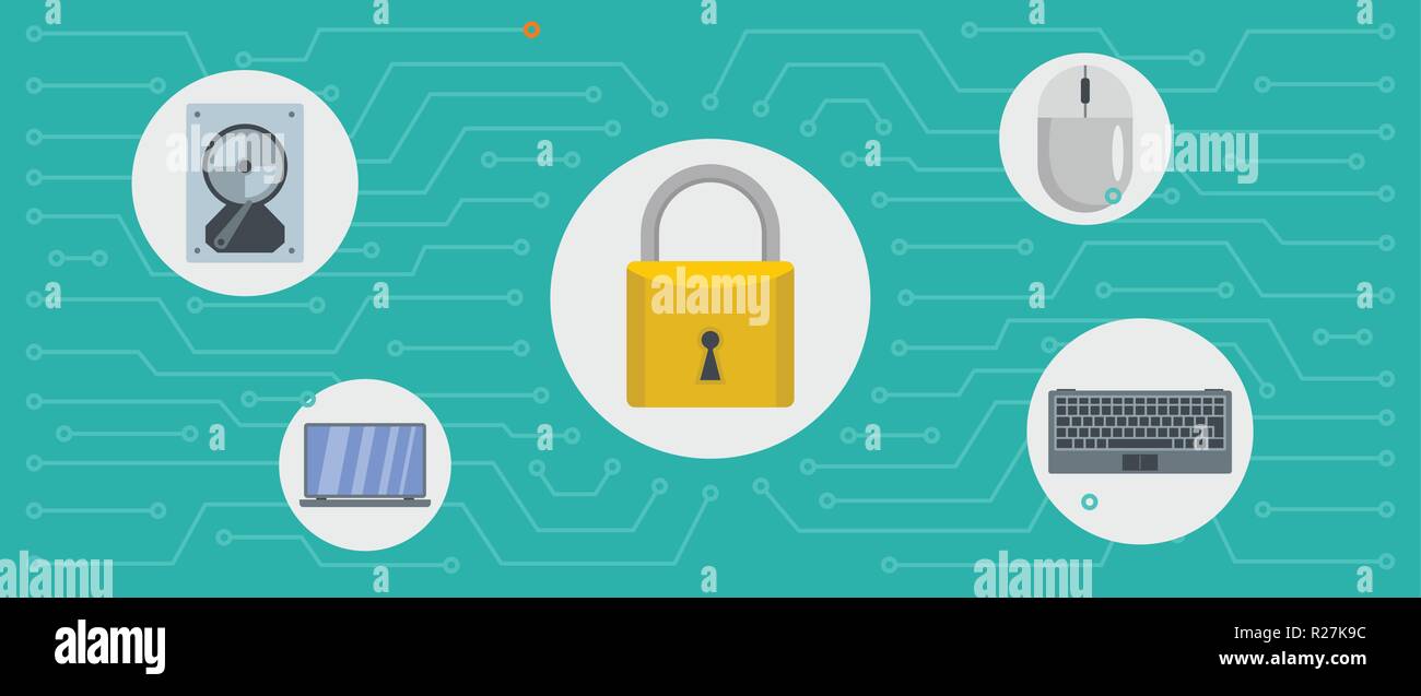 Locked phone banner. Flat illustration of locked phone vector banner ...