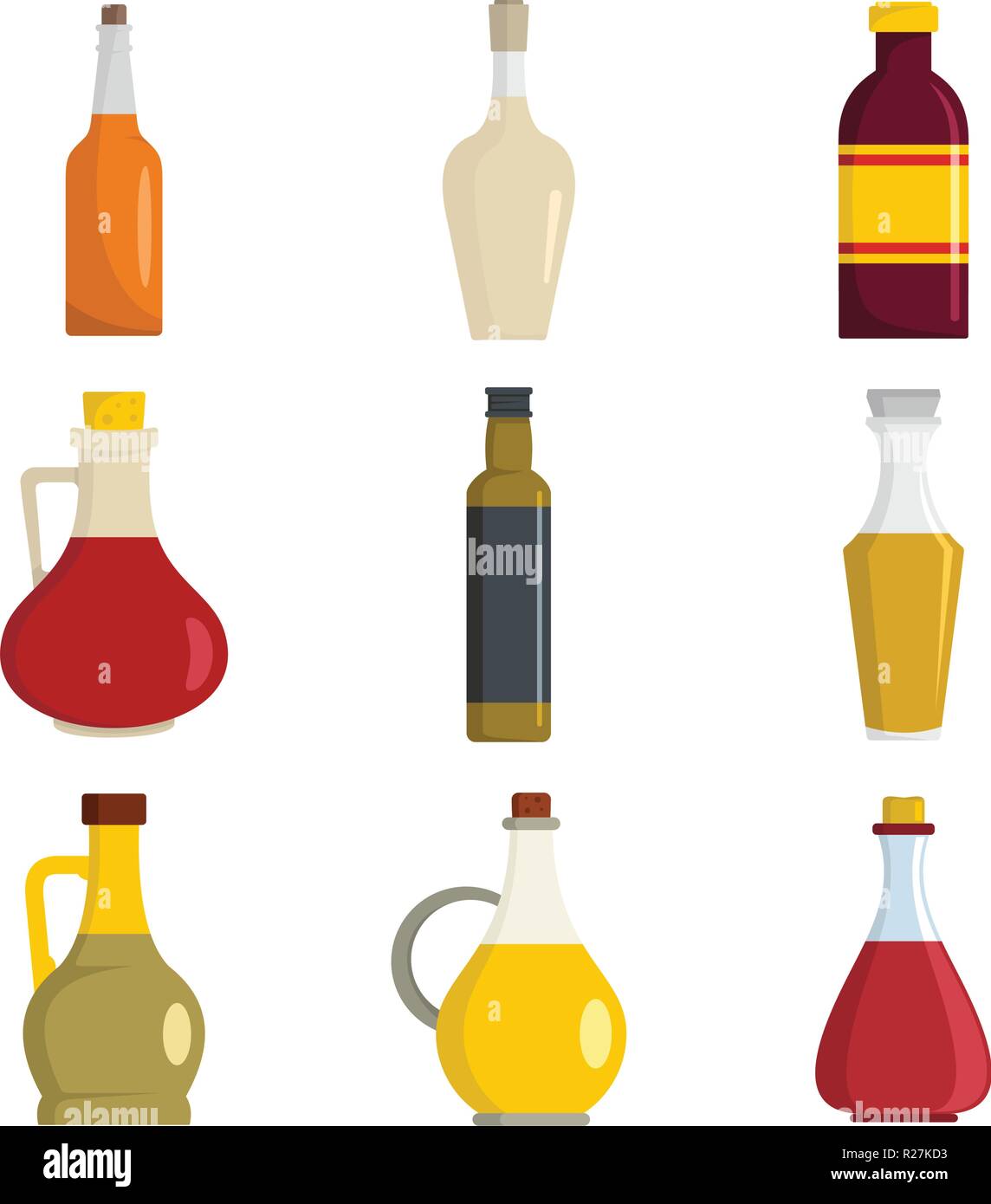 Vinegar bottle icons set. Flat illustration of 9 vinegar bottle icons for web Stock Vector Image ...