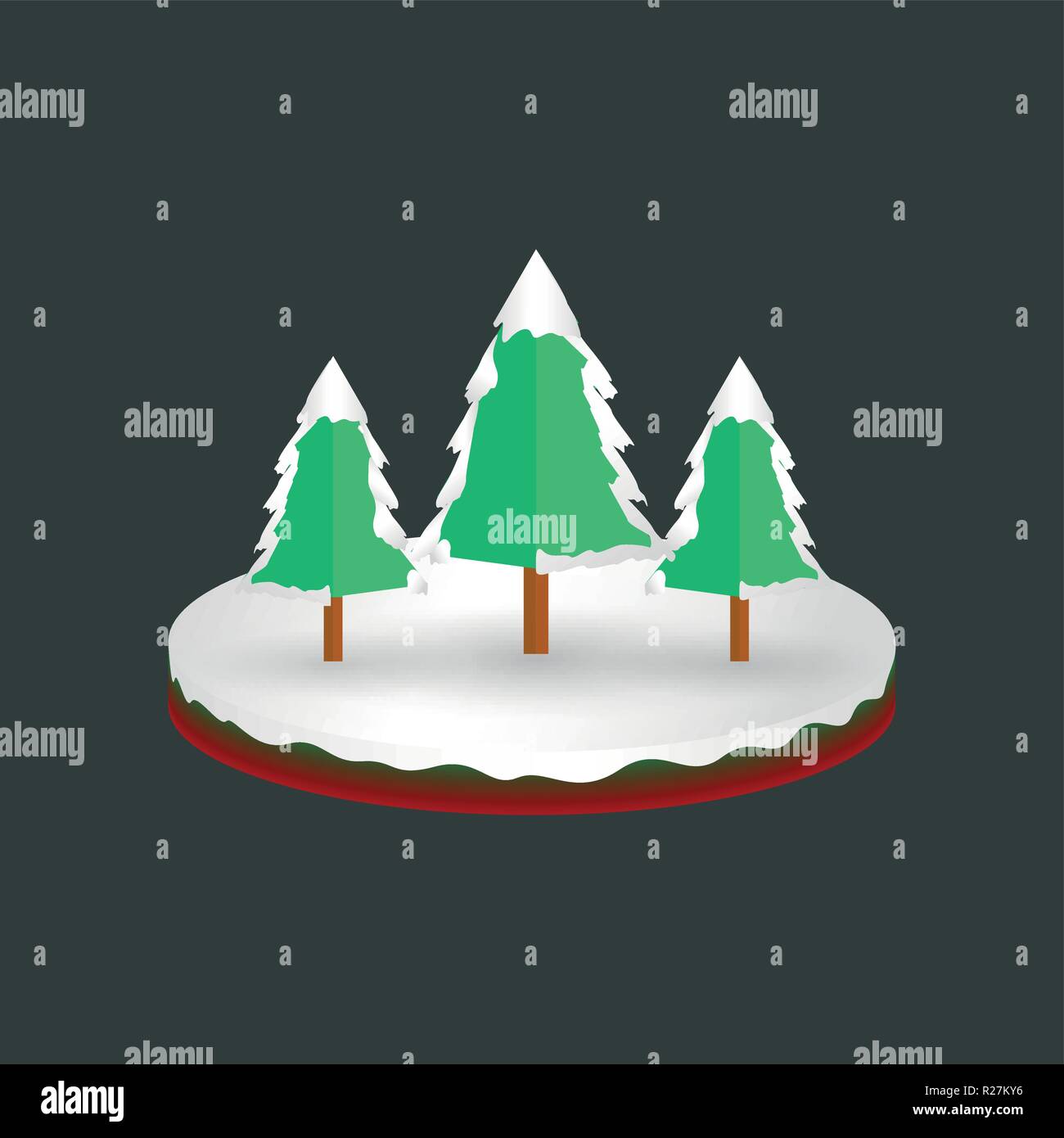 Isometric christmas snowy pine trees background, vector, illustration ...