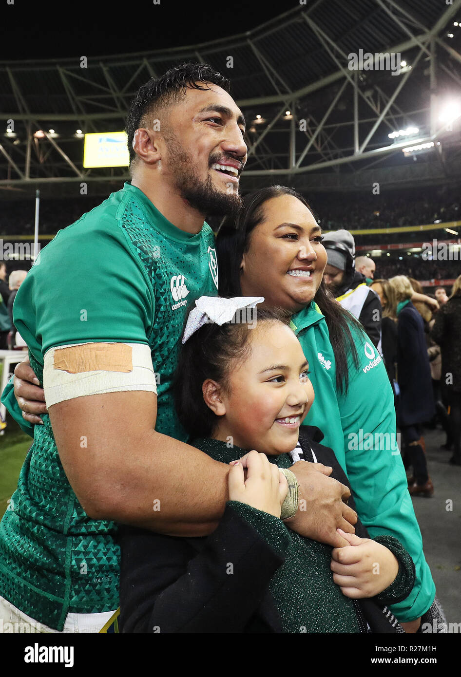 Ireland's Bundee Aki celebrates after victory over New Zealand in the ...