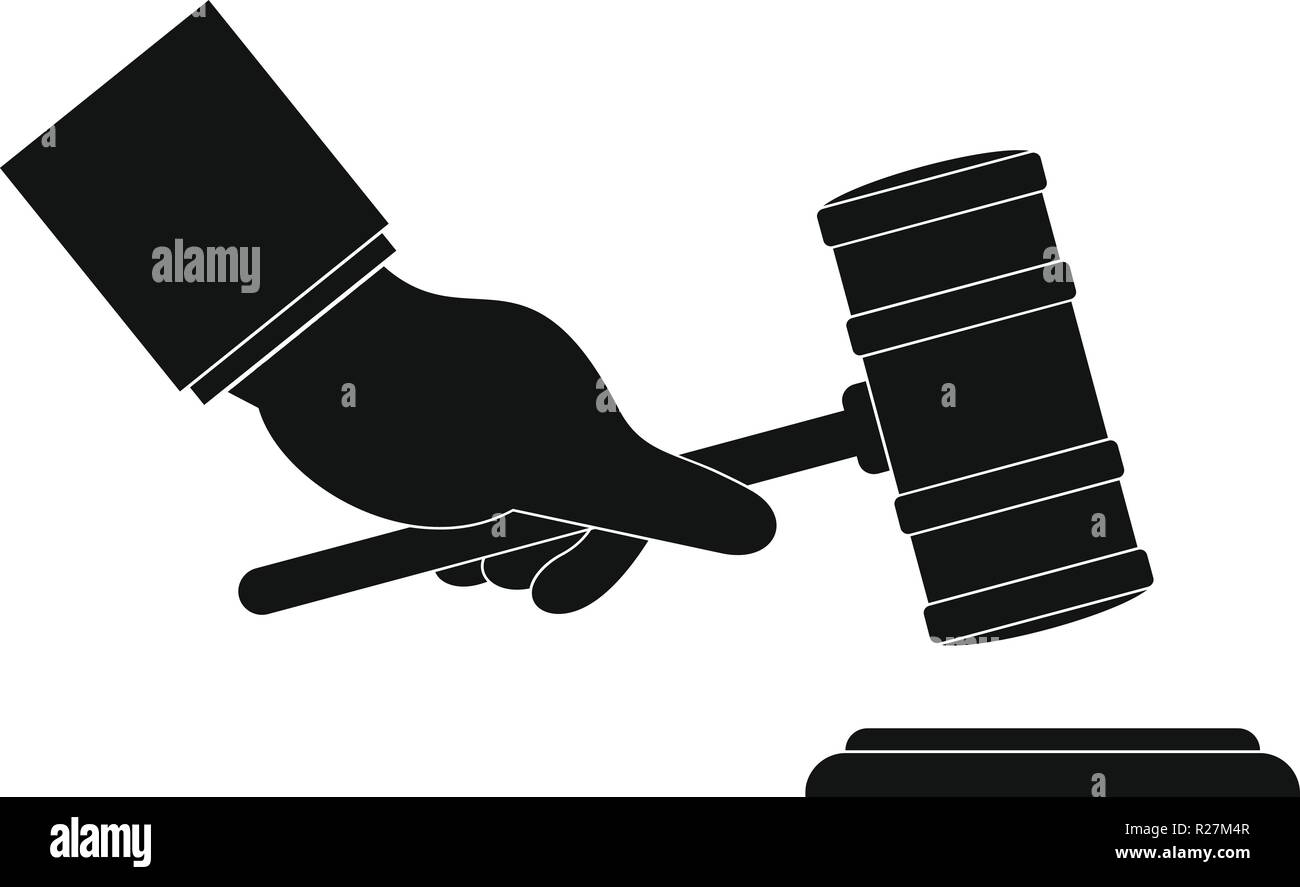 Gavel in hand icon. Simple illustration of gavel in hand vector icon ...