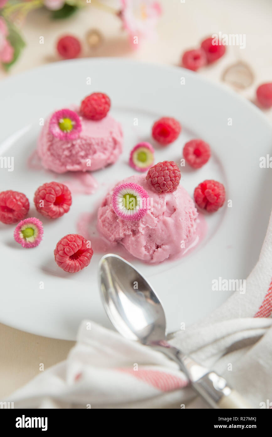Raspberry Ice Cream Stock Photo - Alamy