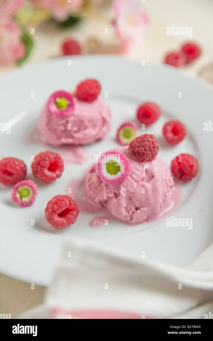 Raspberry Ice Cream Stock Photo - Alamy