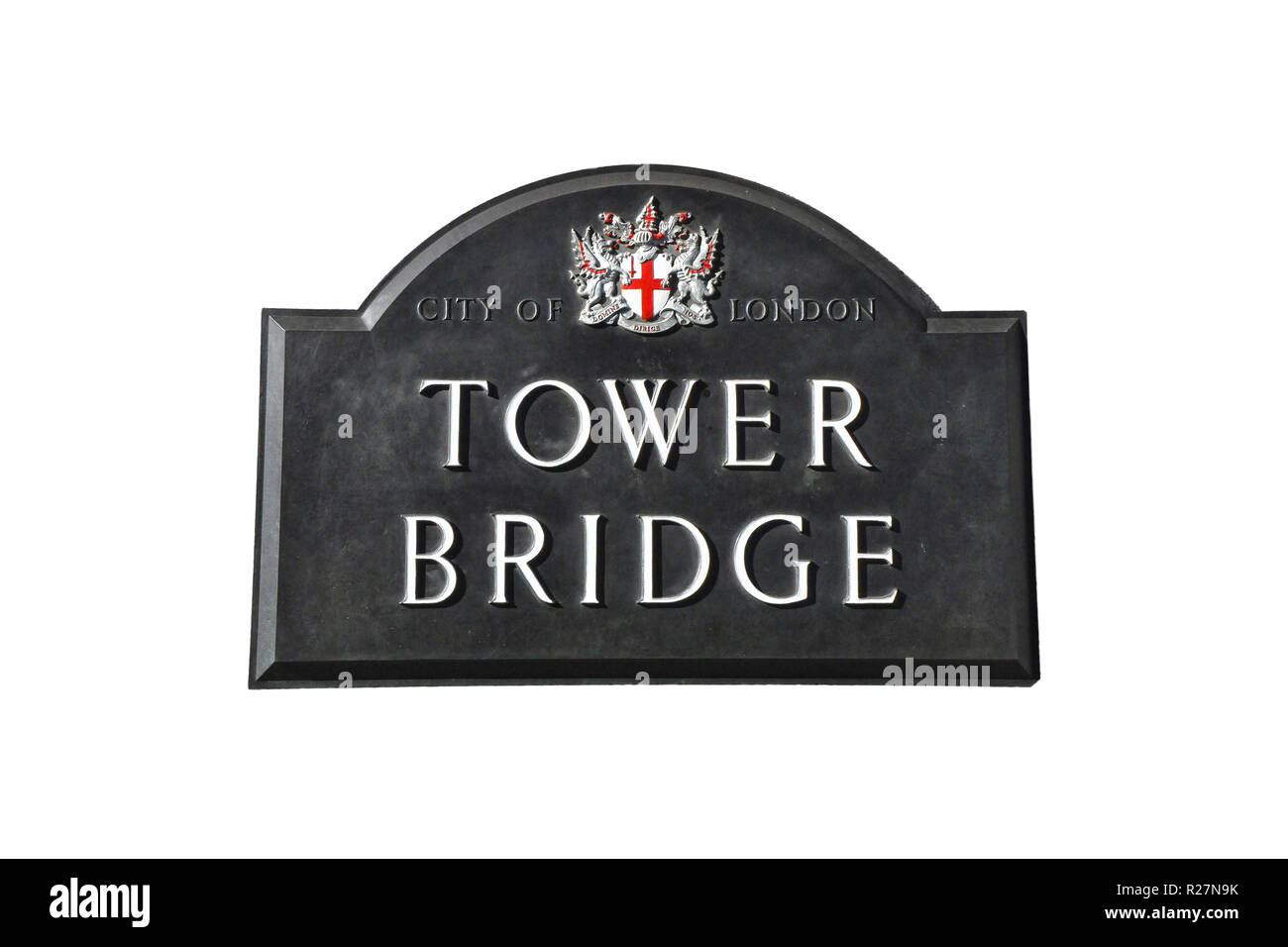 Tower Bridge sign in London against white background Stock Photo - Alamy