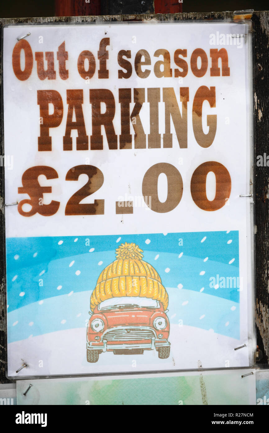 Out of season parking sign Stock Photo - Alamy