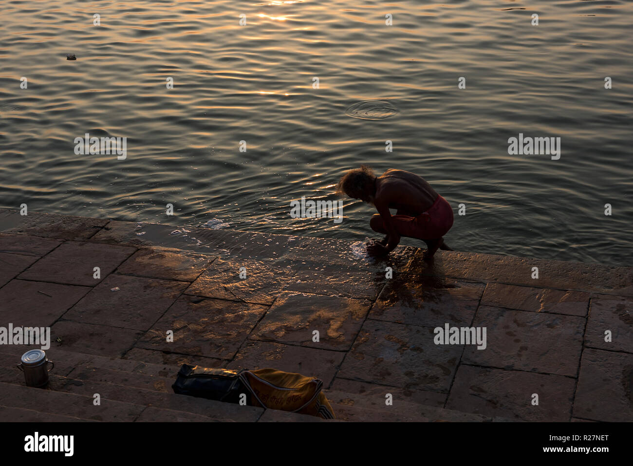 Ritual washing in ganges river hi-res stock photography and images - Alamy